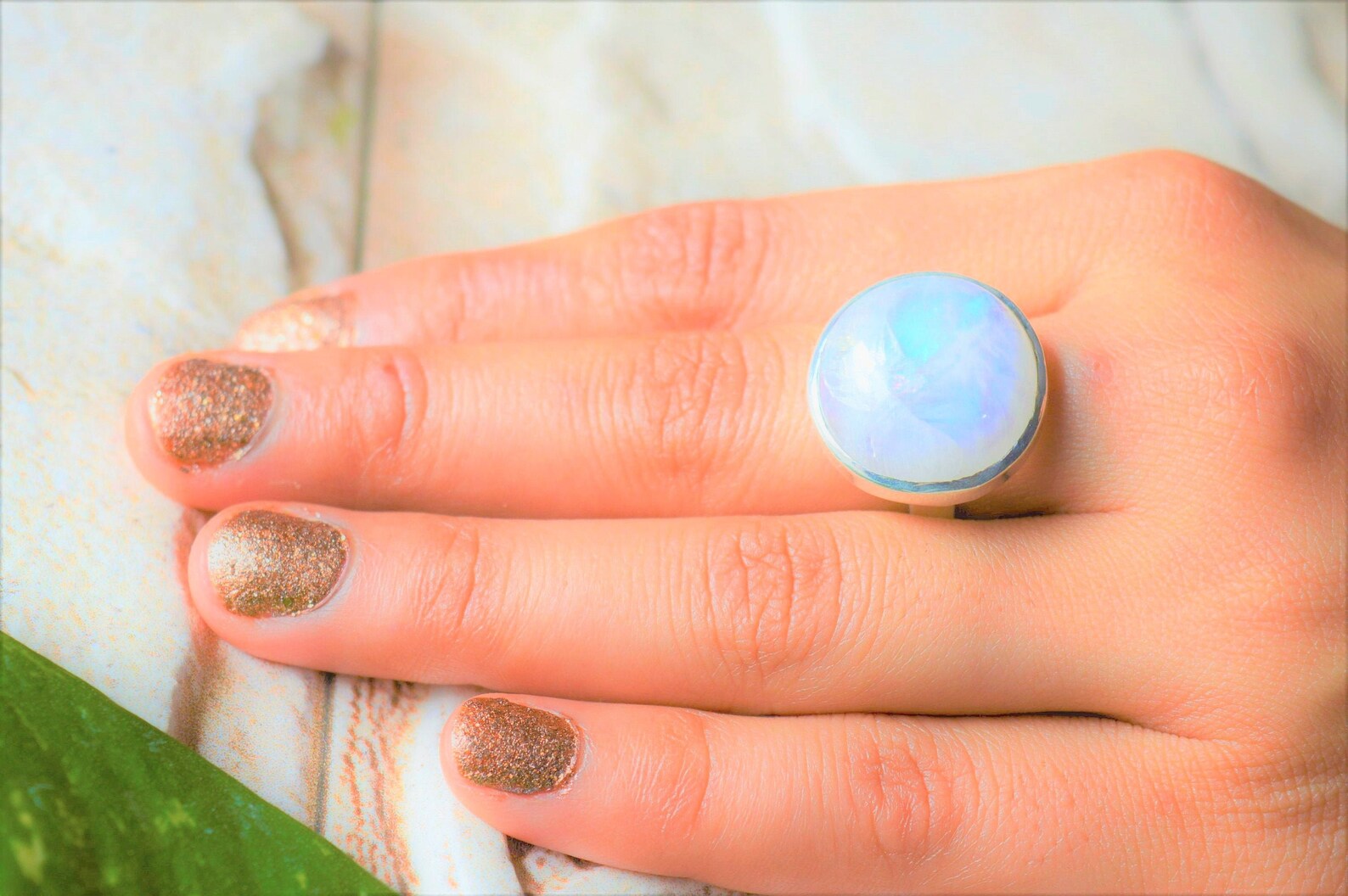 Natural Rainbow Moonstone Ring-925 Sterling Silver-pandora - Etsy
