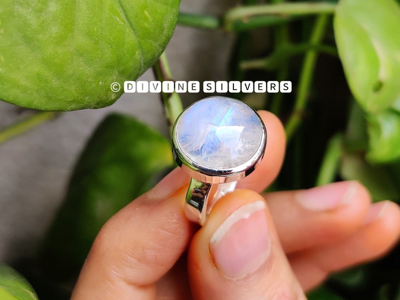 Natural Rainbow Moonstone Ring-925 Sterling Silver-pandora - Etsy