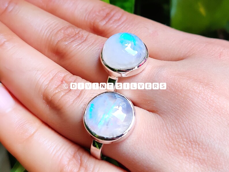 Natural Rainbow Moonstone Ring-925 Sterling Silver-pandora - Etsy