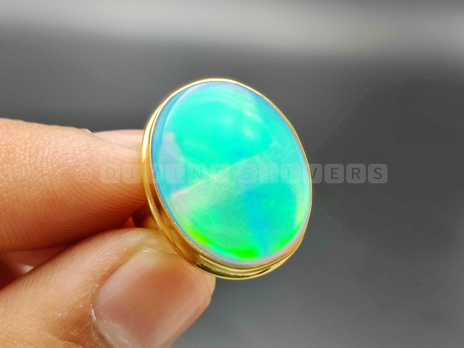Blue Opal Ring-handmade Silver Ring-925 oval Blue Opal - Etsy