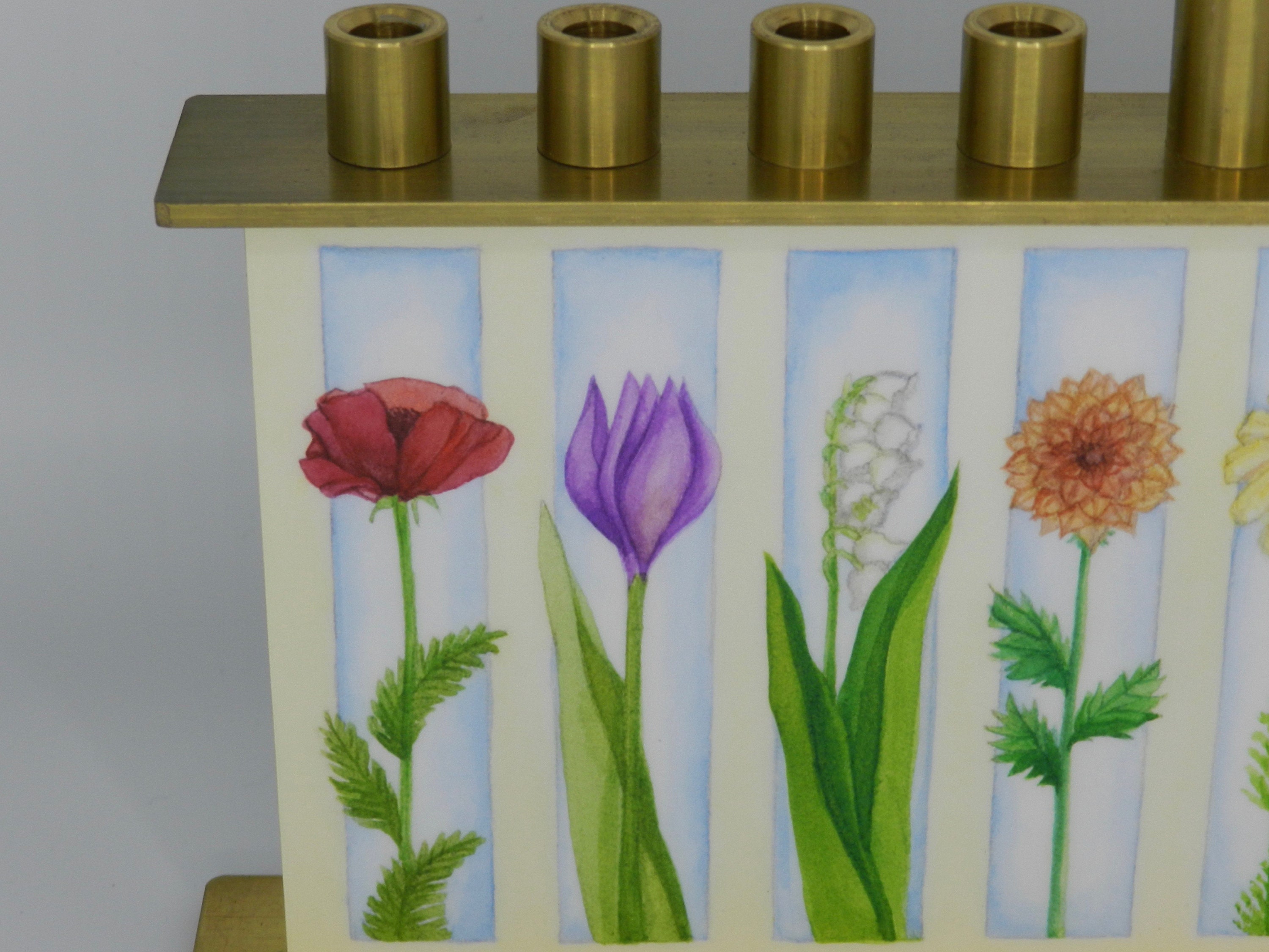 Hanukkah Menorah, 8 Flowers for 8 Nights, Original Design, Image on ...