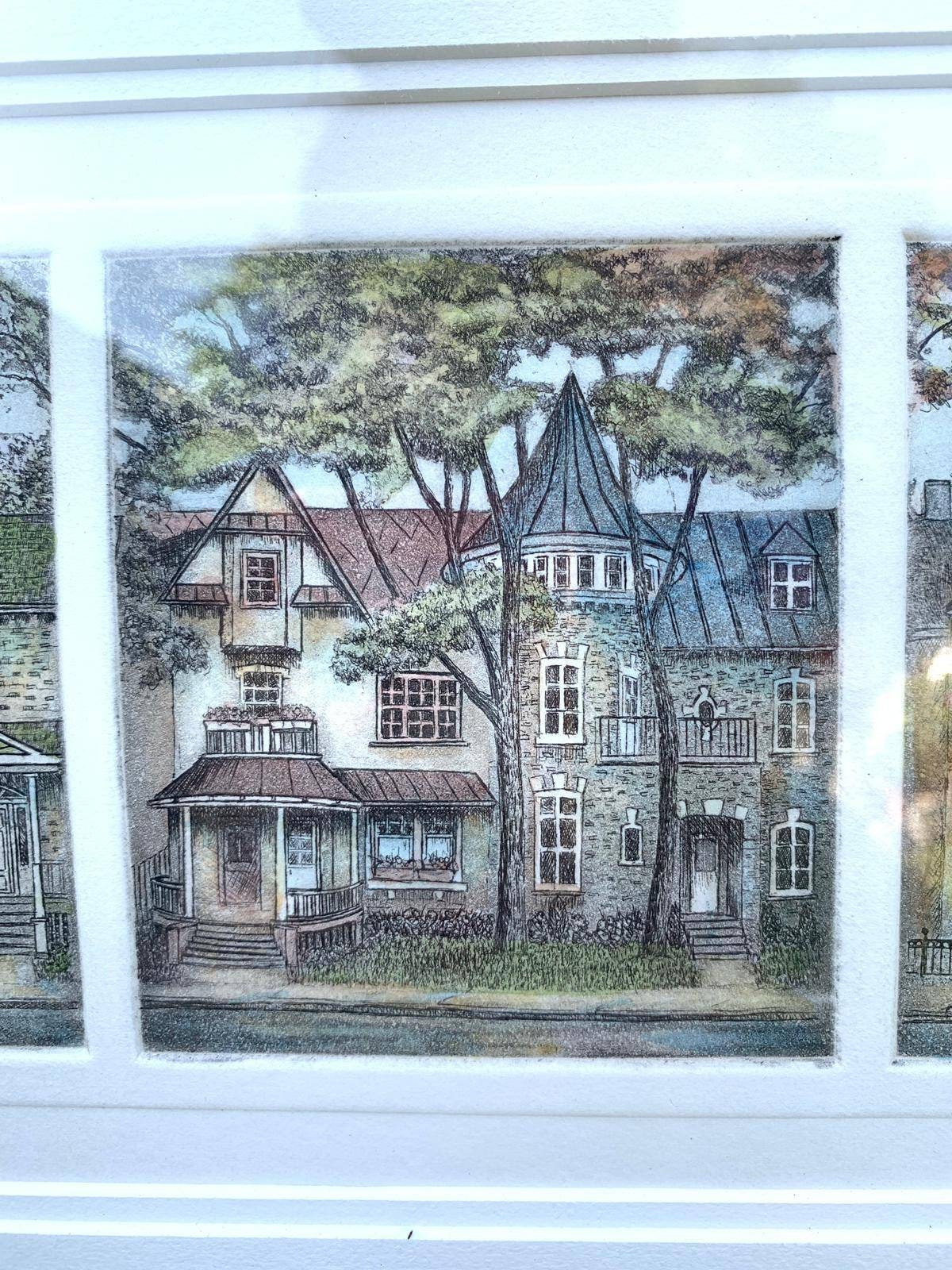 Maurice joblin, Quebec street scene, engraving ,aquatint, drypoint ...