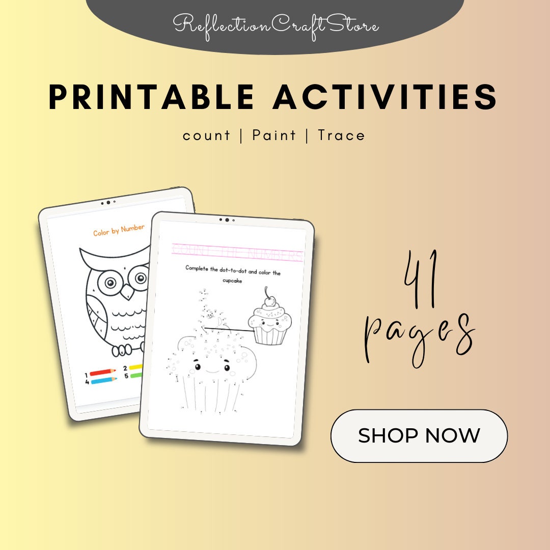 Count and Paint Printable Activities - Etsy