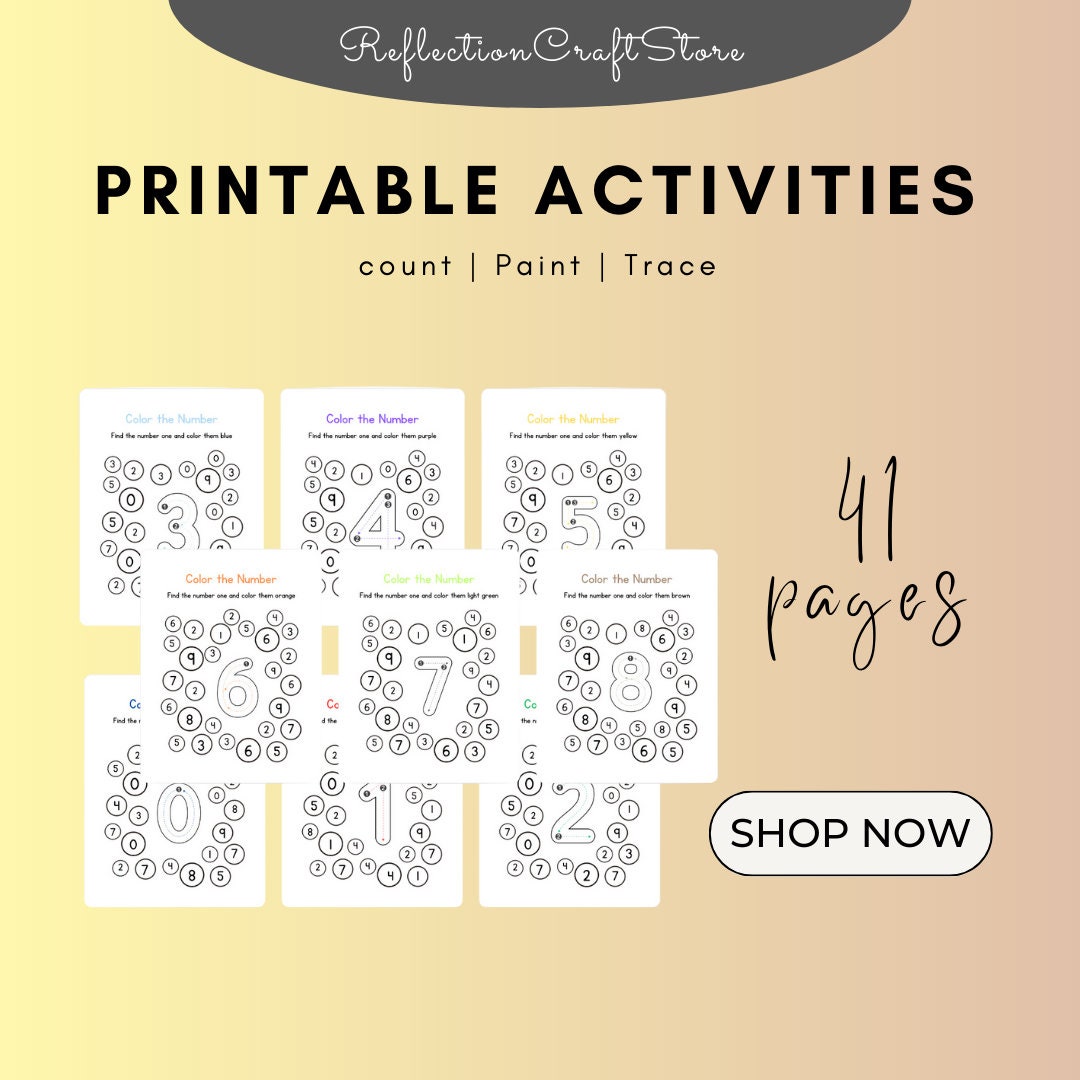 Count and Paint Printable Activities - Etsy