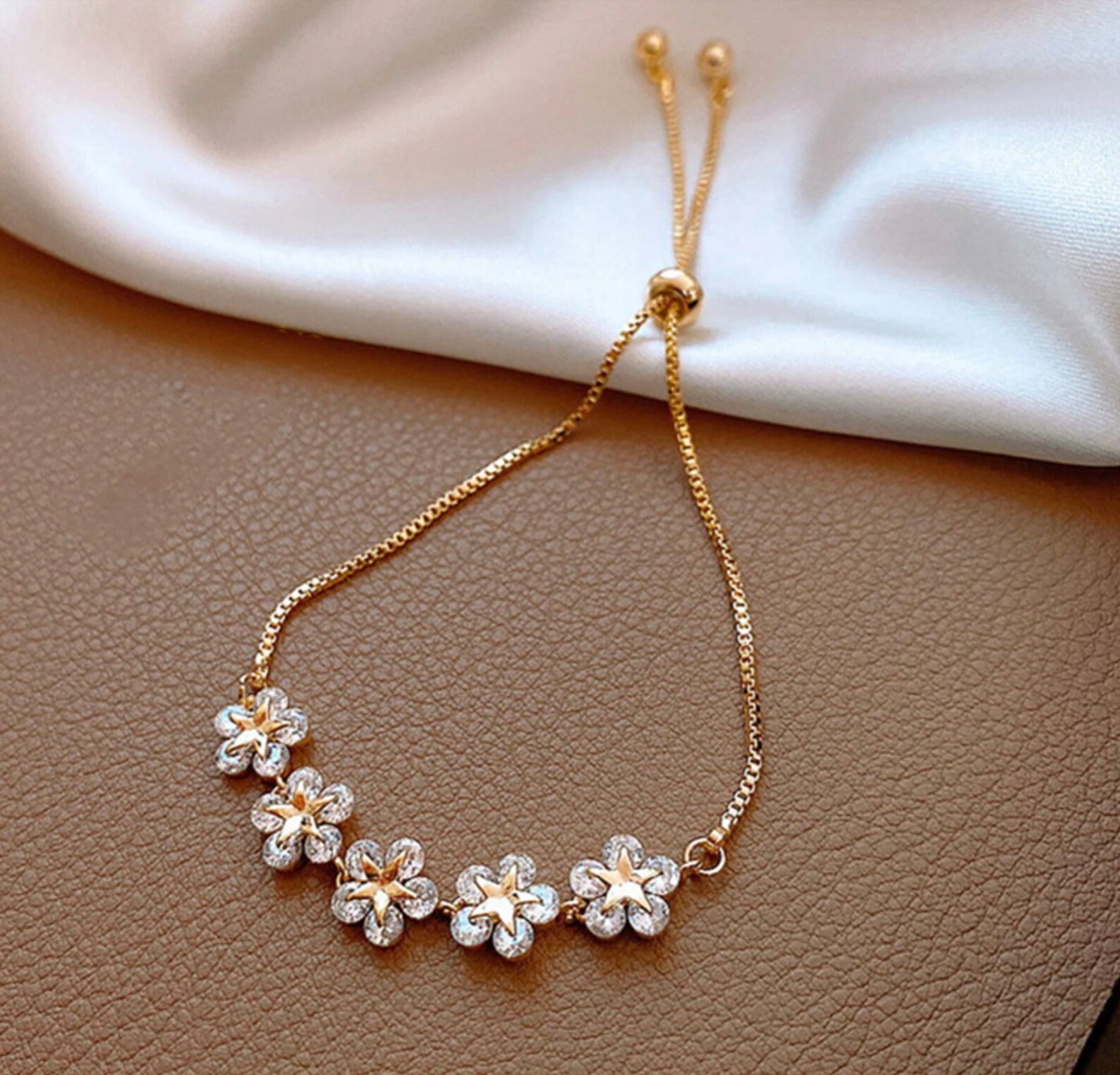 2 Designs Dainty Crystal Daisy Adjustable Bracelet Imitation - Etsy