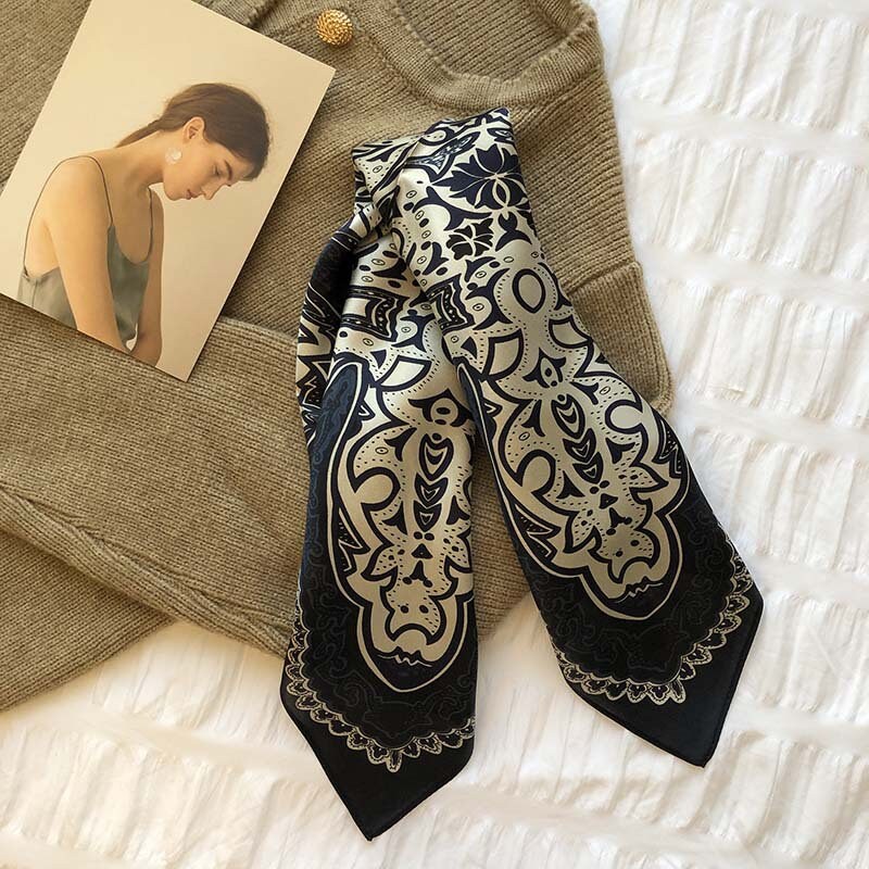 100% Pure Silk Dark Navy Blue Square Scarf Silk Scarf Gift - Etsy