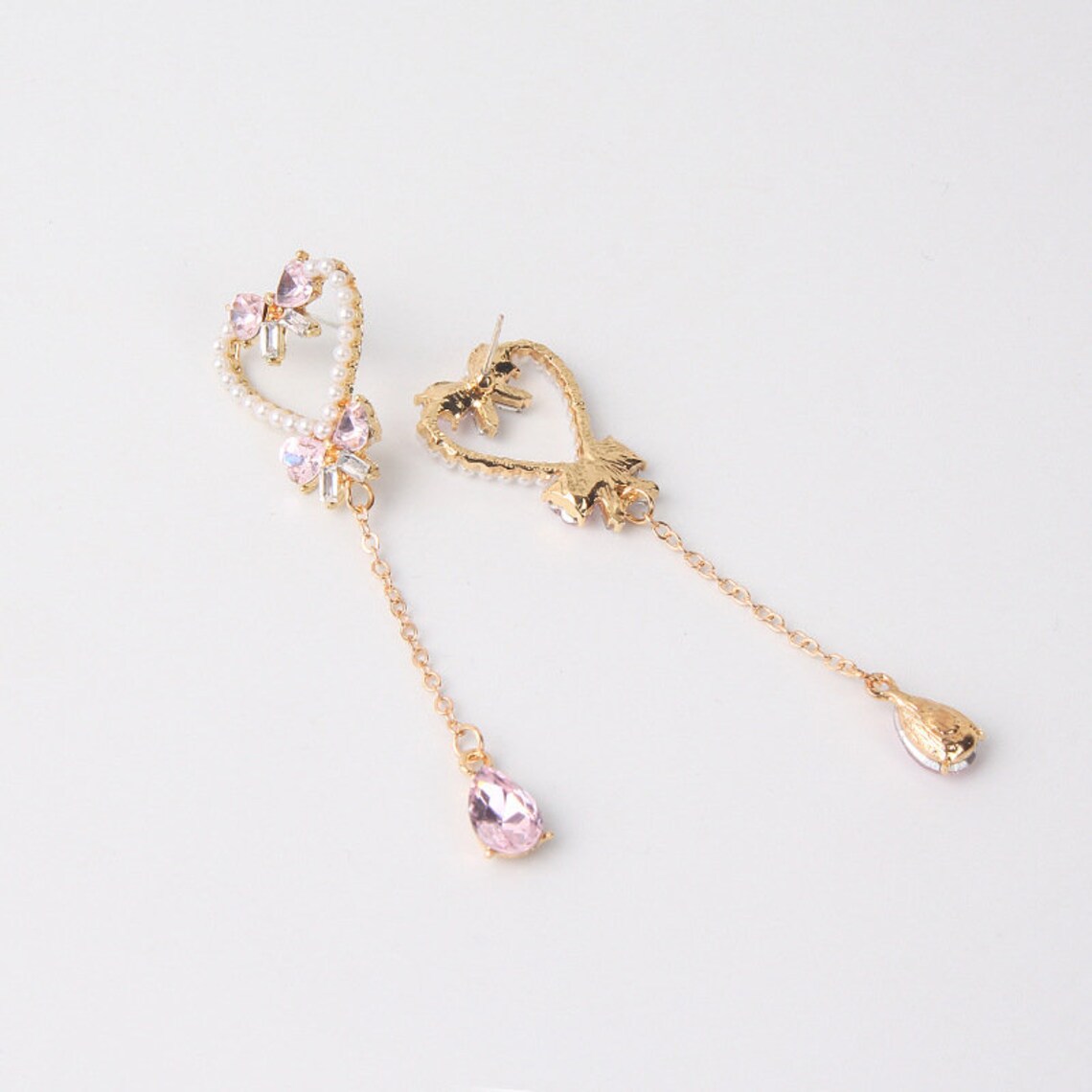 Heart Drop Earring Korean Kpop Inspired Earring Girly Bow - Etsy
