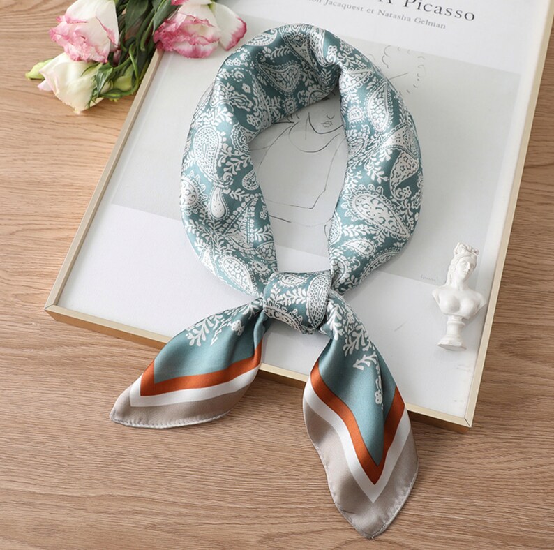 Silky Oriental Floral Scarf Paisley Classy Bandana | Etsy