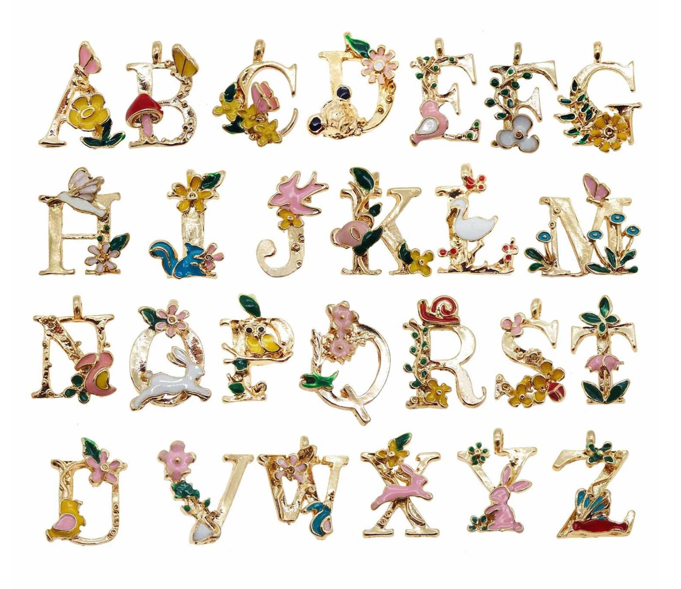 Cottagecore Alphabet Charm Animal Floral Metal Letter Charm - Etsy