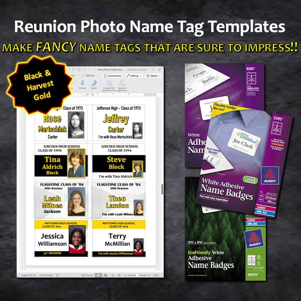 Class Reunion Name Tag Template - Etsy