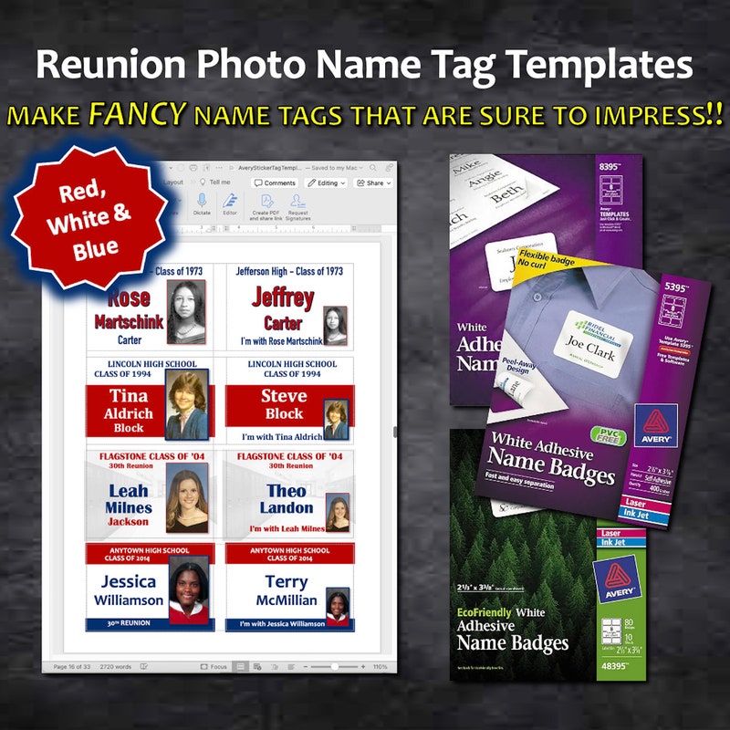 Class Reunion Name Tag Template - Etsy