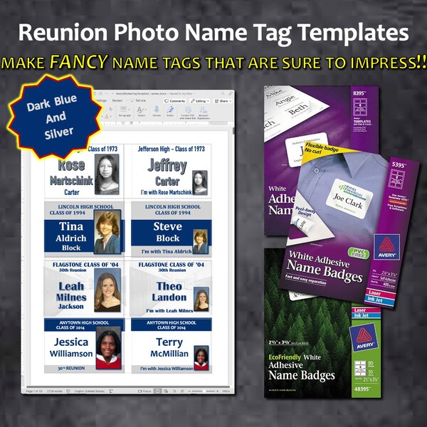 Class Reunion Name Tag Template - Etsy