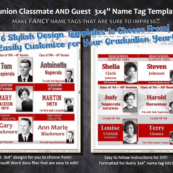 Class Reunion Name Tag Template - Etsy