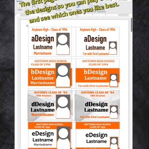 Class Reunion Avery Sticker Name Tag Templates - (orange & White) 2.33 ...