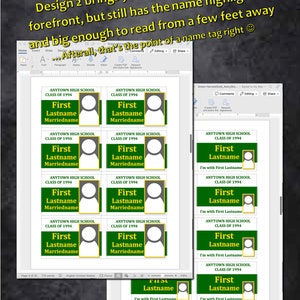 Class Reunion Avery Sticker Name Tag Templates - (green & Harvest Gold ...