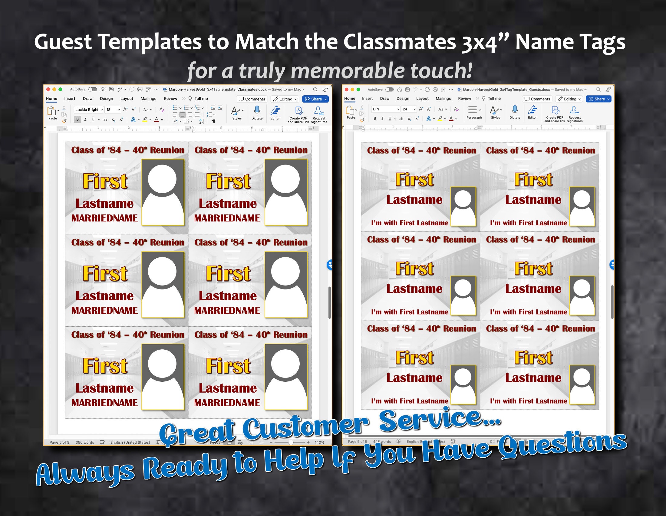 Reunion Name Tag Templates - DIGITAL DOWNLOAD (maroon and Harvest Gold ...