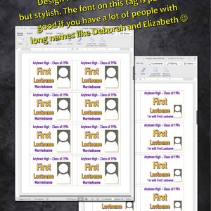 Class Reunion Avery Sticker Name Tag Templates - (purple & Harvest Gold ...