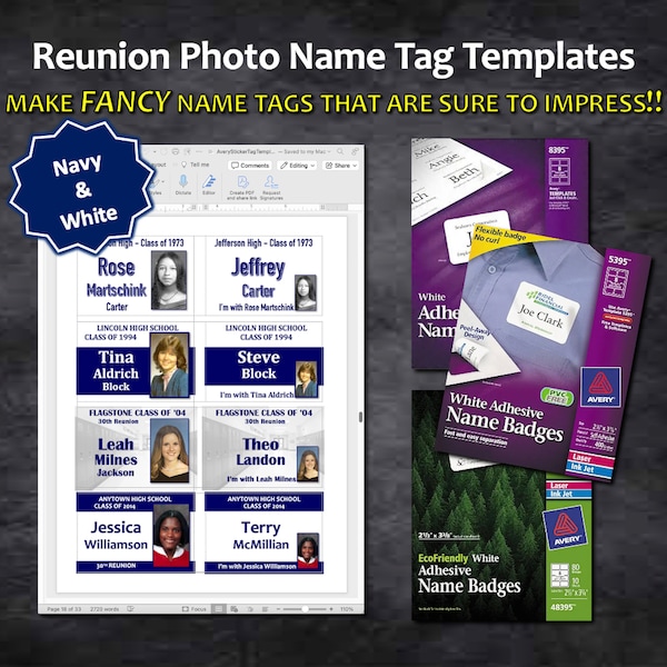 Class Reunion Name Tag Template - Etsy