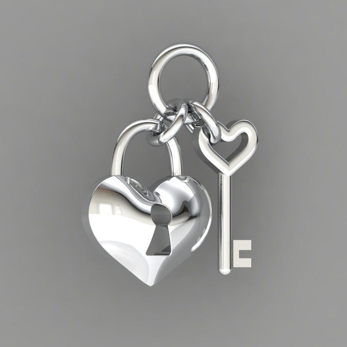 Love Heart Lock and Key Charms, Gold/silver Plated Small Lock and Key ...