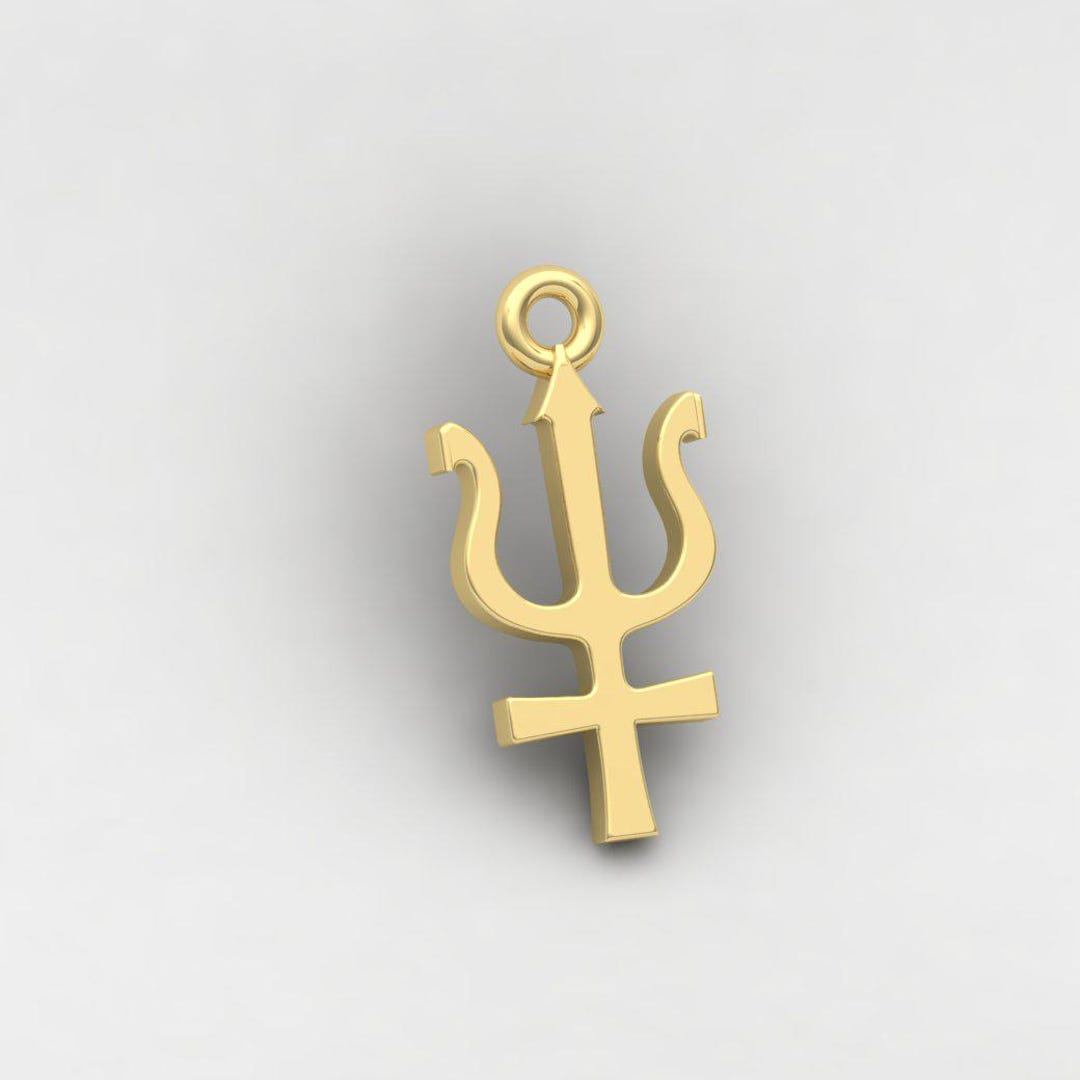 Minimal Sterling Silver Neptune Symbol Planet Sign Pendant ...