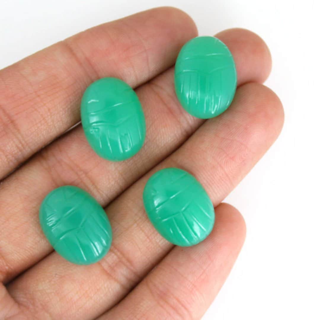 Green Onyx Scarab Carving Beetle Gemstone Charm Jewelry Making Supply ...