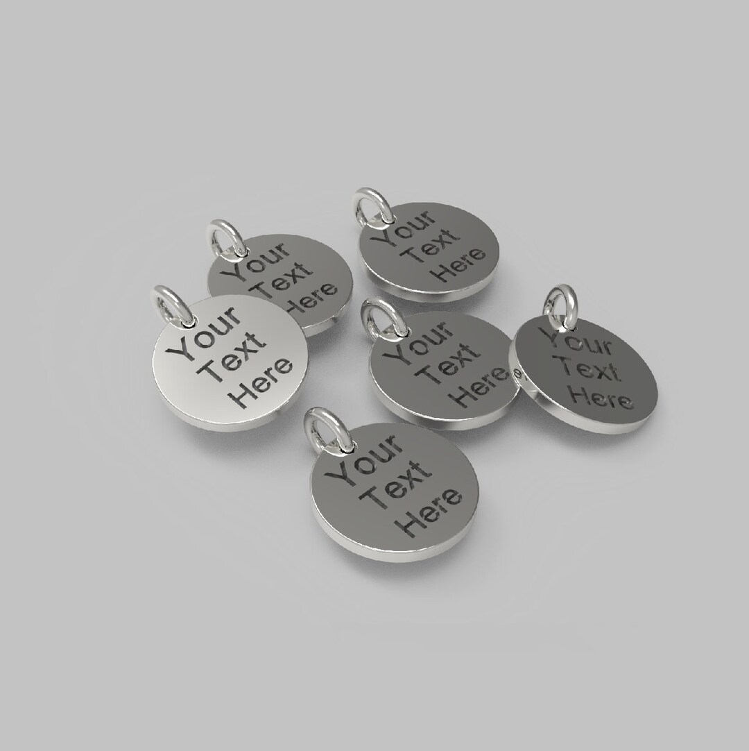 Buy Silver Charm, Custom Laser Engraved Tag, 925 Sterling Silver Logo ...