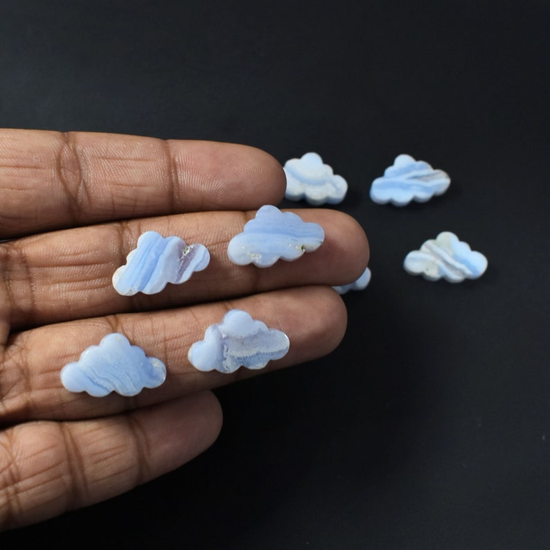 Blue Lace Agate Cloud Carvings, Brazilian Gemstone Jewelry Supply, Pack ...