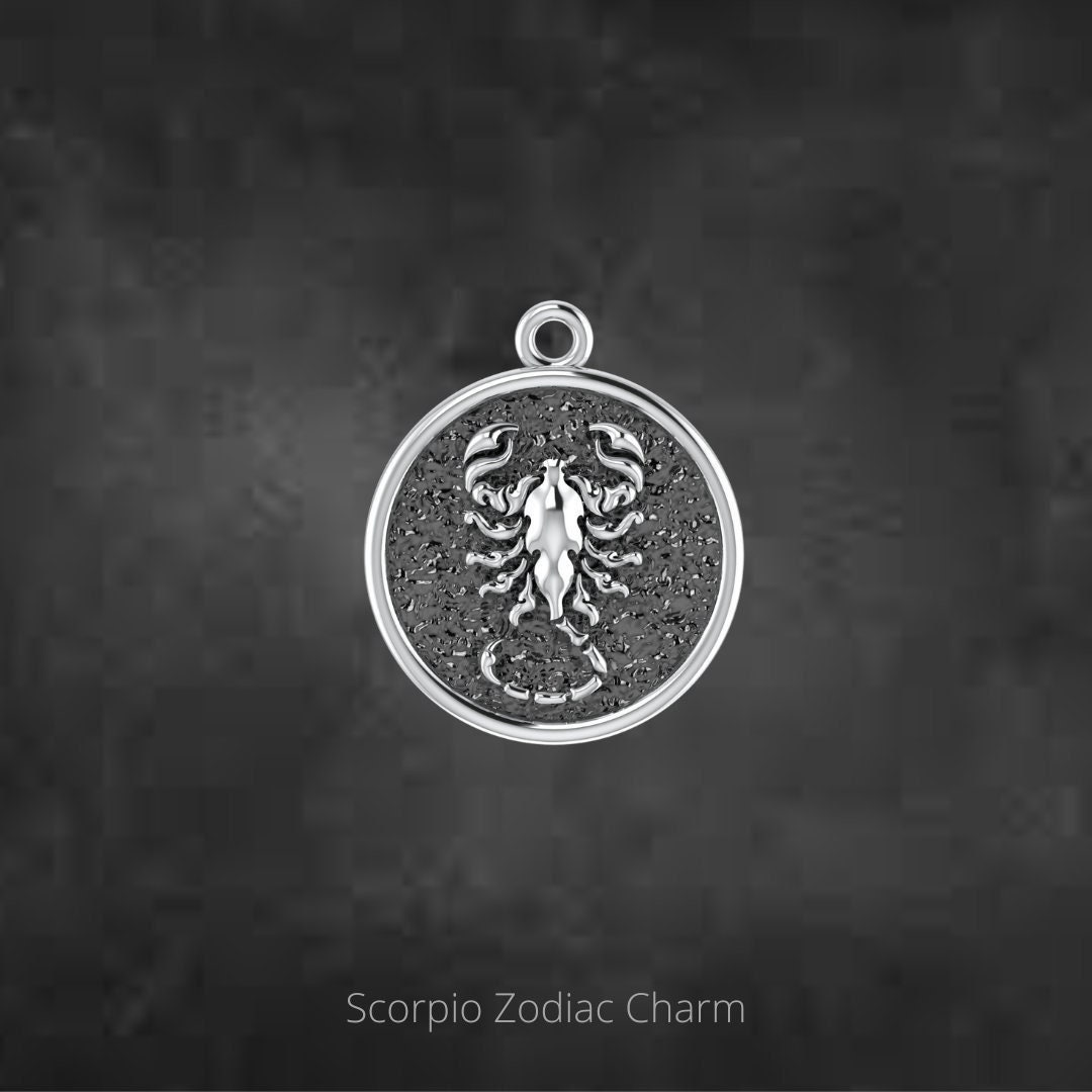 Sterling Silver Scorpio Charm, Zodiac Charm, Astrology Charm, Double ...