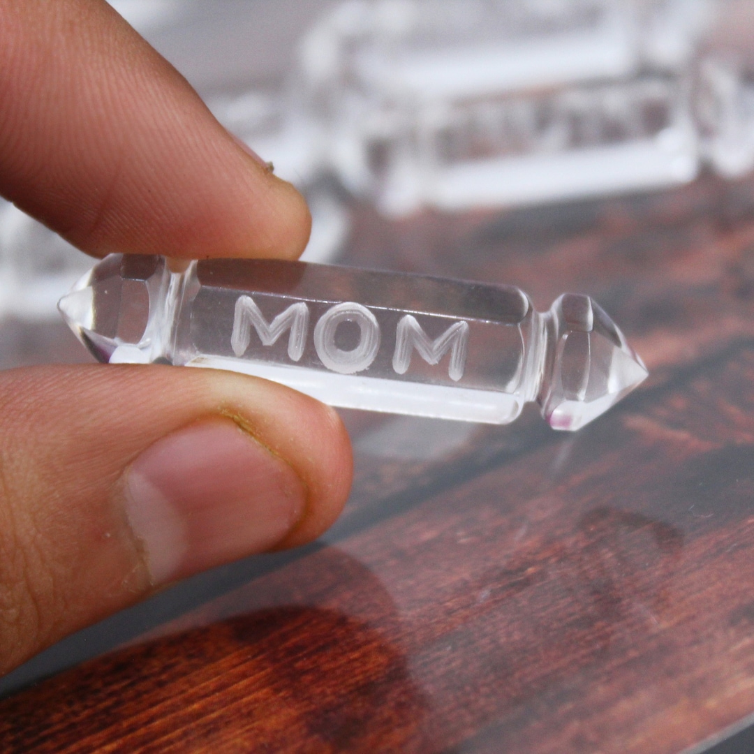 Clear Quartz Mom Engraving Gemstone, Double Sided Terminated Mom Pencil ...