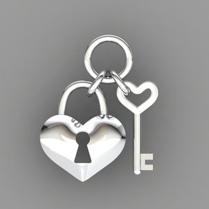 Love Heart Lock and Key Charms, Gold/silver Plated Small Lock and Key ...