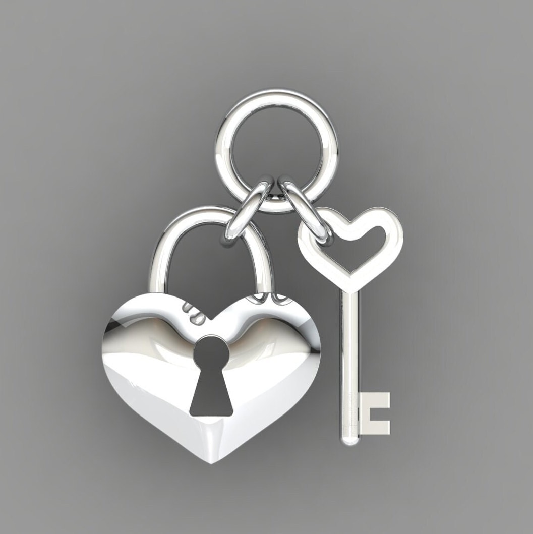 Love Heart Lock and Key Charms, Gold/silver Plated Small Lock and Key ...