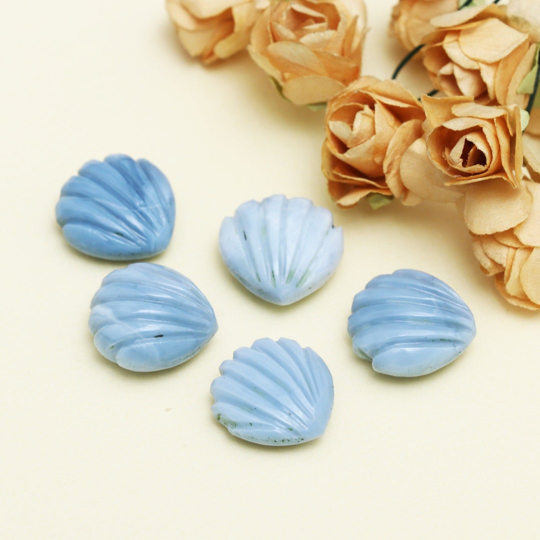 Blue Opal Seashell Carving, Carved Gemstone Seashell for Pendant ...