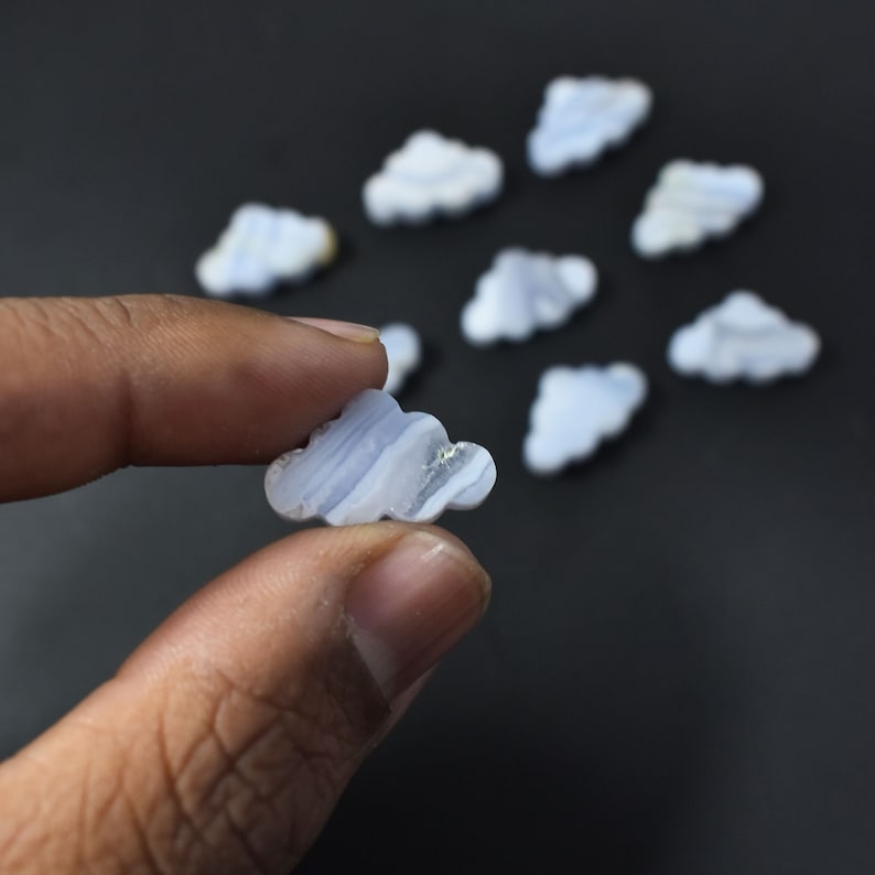 Blue Lace Agate Cloud Carvings, Brazilian Gemstone Jewelry Supply, Pack ...