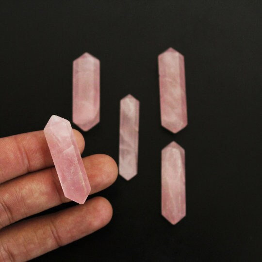 Rose Quartz Pencil Stone, Natural Faceted Double Terminated Crystal ...