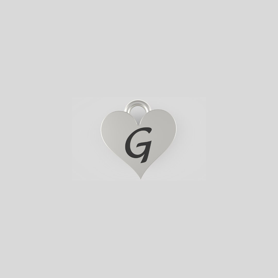 Sterling Silver Lucida Calligraphy Letter Heart Charm,personalized ...