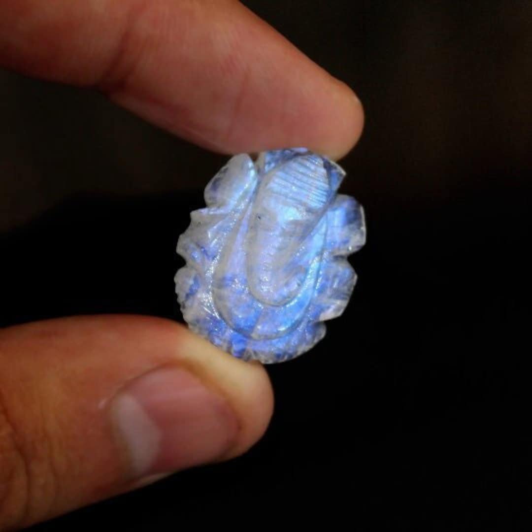 Lord Ganesha Carving Moonstone, Rainbow Moonstone Crystal Carved, June ...