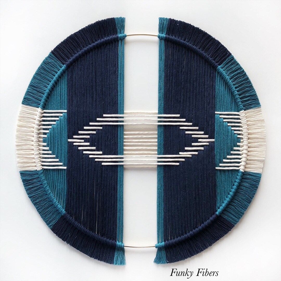 Macrame Hoop in Blue Lagoon + Navy - Boho Home Decor - Nautical Home ...