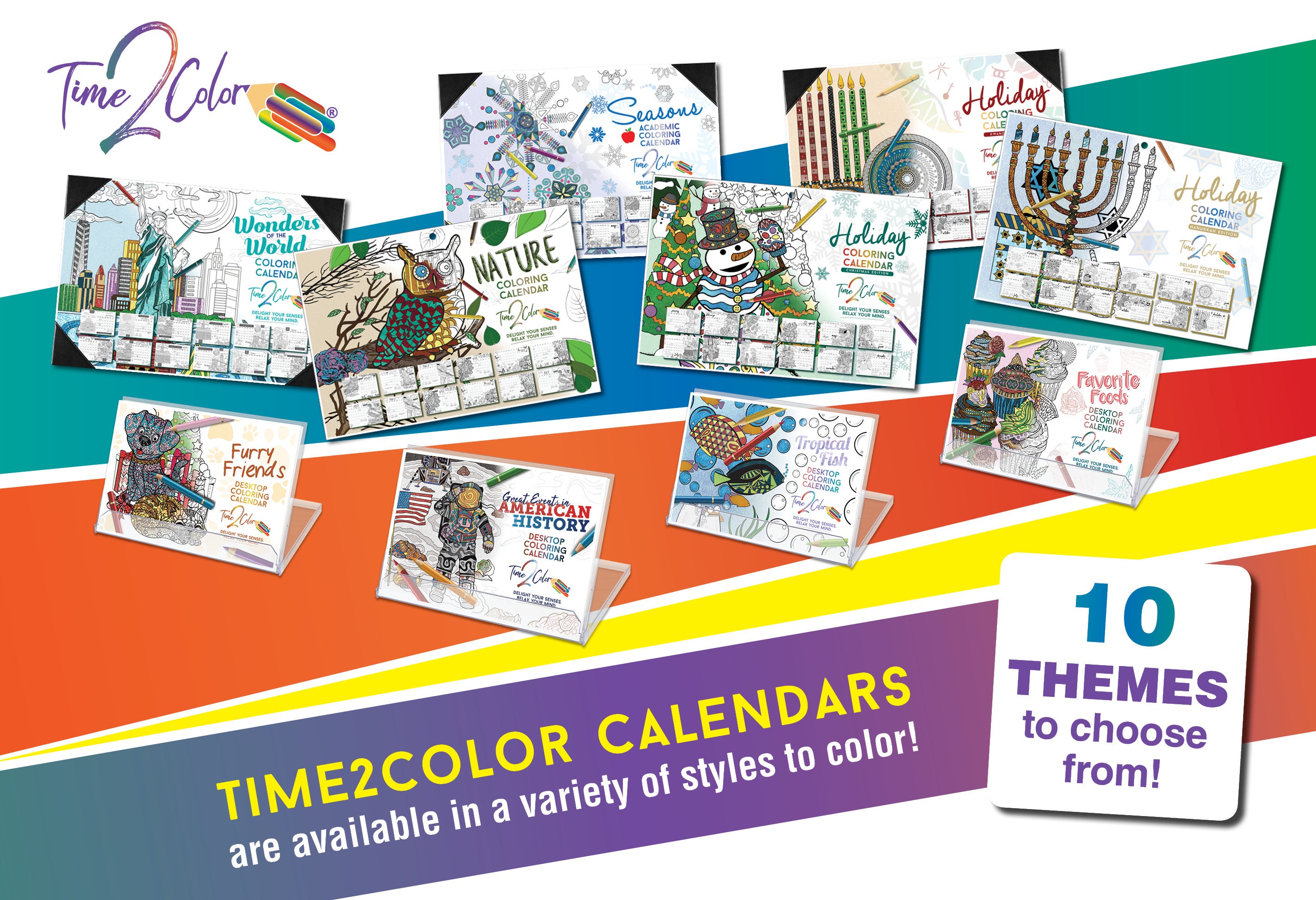 Time2color 2024-25 Nature Theme Academic Desk Blotter Coloring Calendar ...