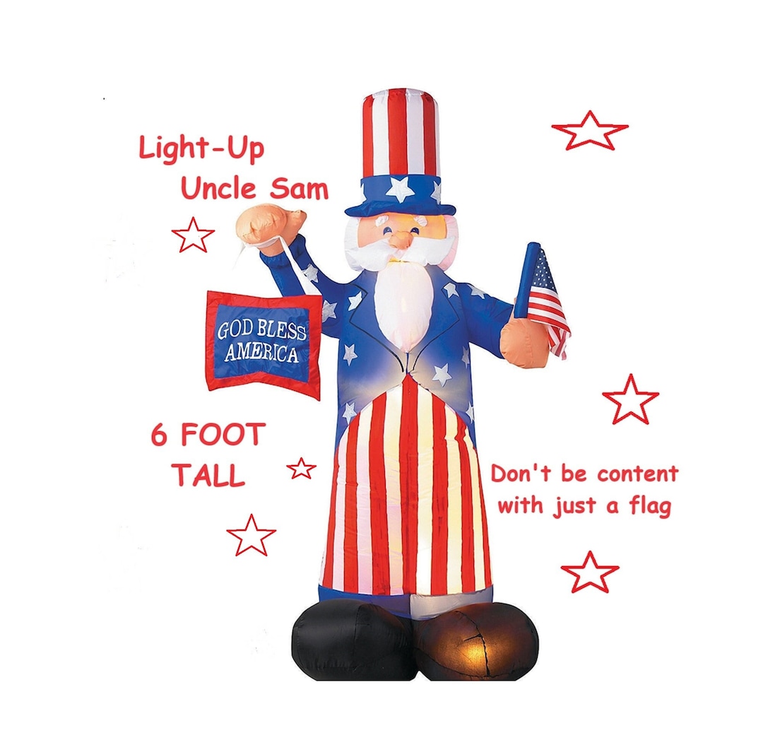 NEW Air Blown 6 FOOT Light-up Uncle Sam Outdoor Yard Decoration Free ...