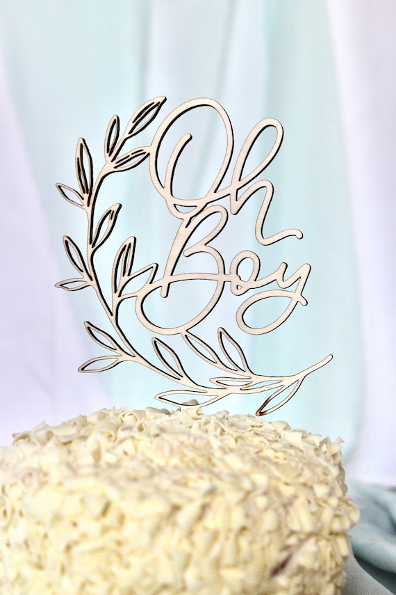 Oh Boy Cake Topper Personalized Baby Shower Wooden Laser Cut | Etsy