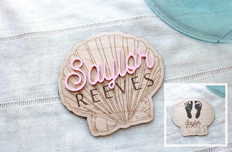 Personalized Beachy Baby Announcement Sign for Footprint Imprint | Boho ...