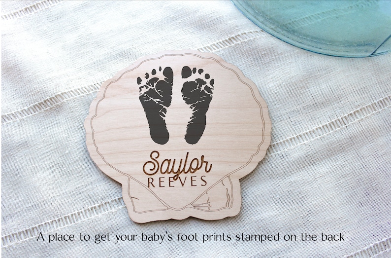 Personalized Beachy Baby Announcement Sign for Footprint Imprint | Boho ...