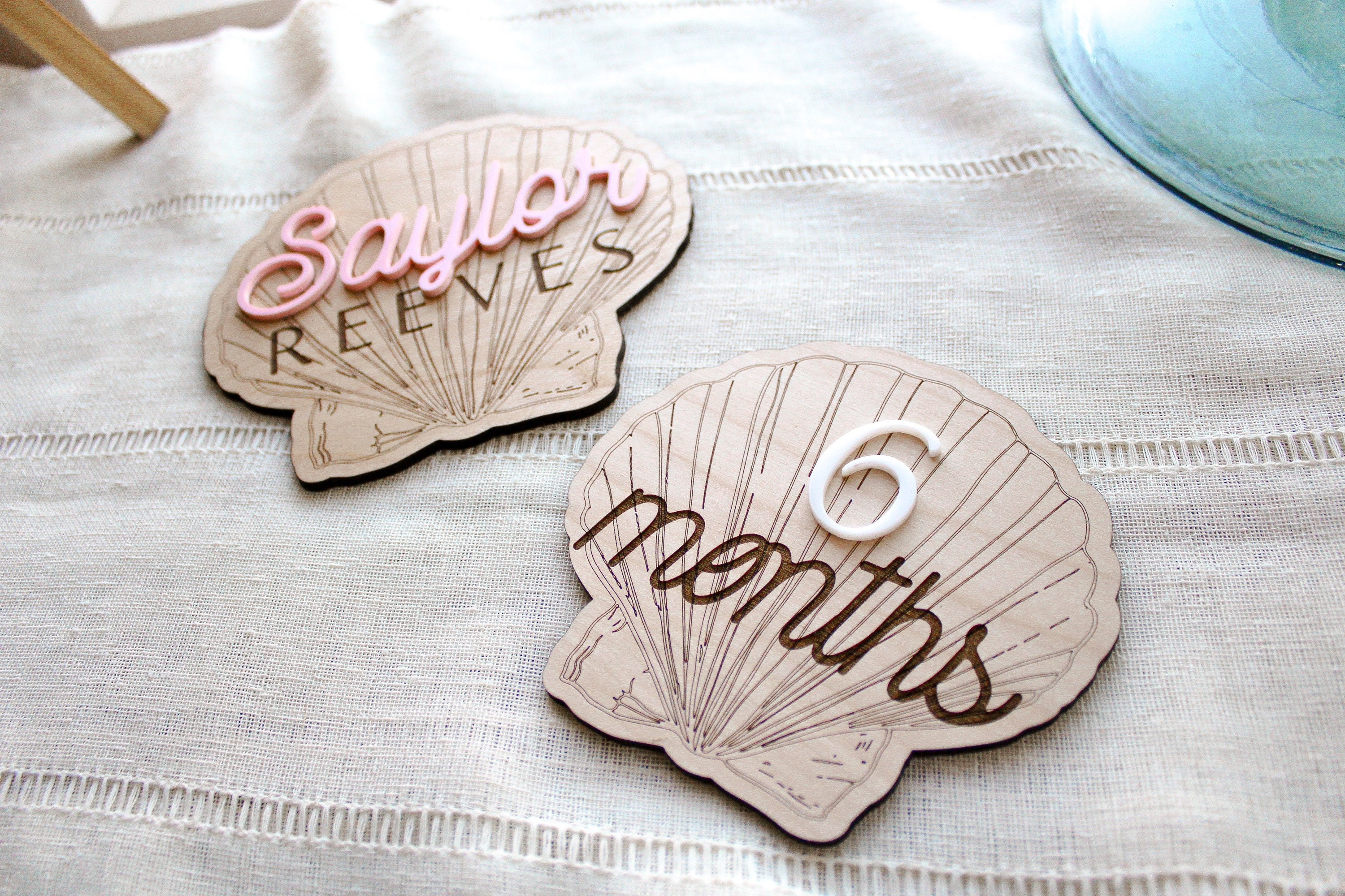 Personalized Beachy Baby Announcement Sign for Footprint Imprint | Boho ...
