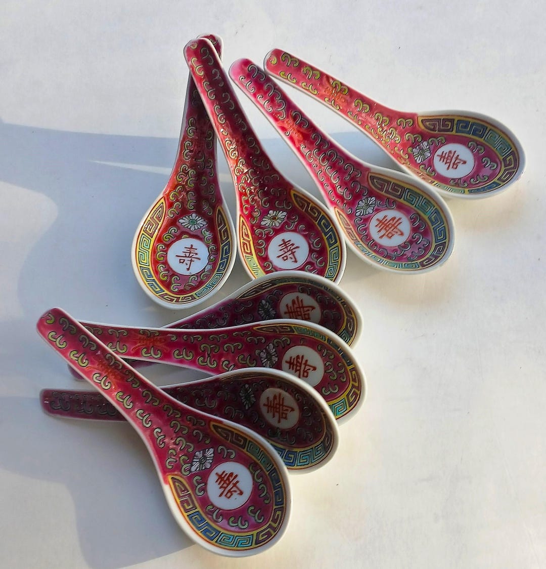 VTG Chinese Mun Shou Longevity Pattern Soup Spoons Set of 4 1970s ...