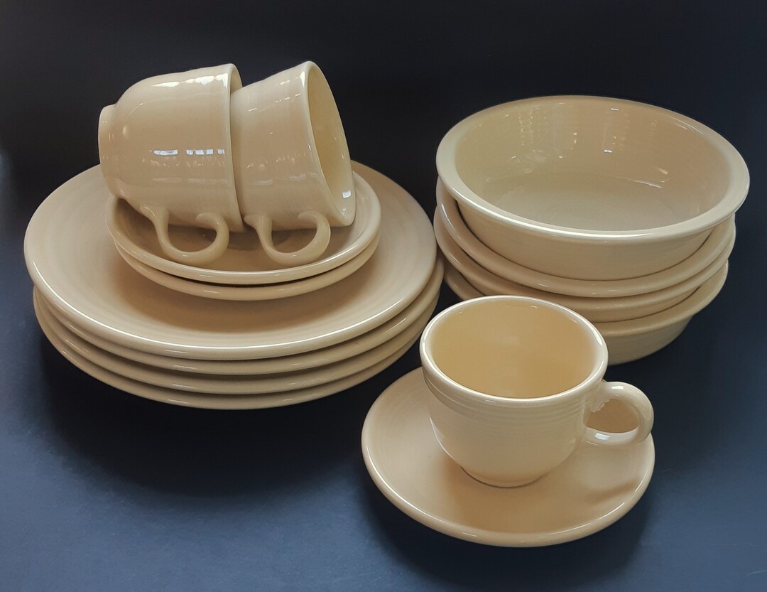 Fiestaware Genuine Fiesta Homer Laughlin USA Cups With Saucers Bowls ...