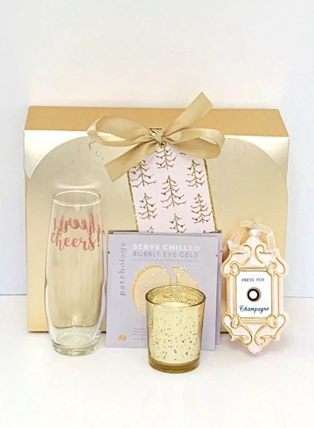 Champagne Themed Gift Box "press for Champagne" Rose Gold Gift Set - Etsy