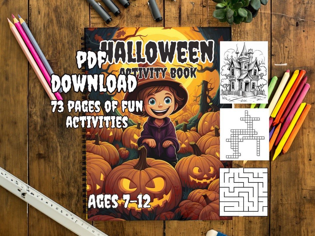 Halloween Activity Book for Kids Ages 7-12: Mazes, Coloring, Riddles ...