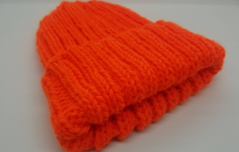 Blaze Orange Hat Orange Knitted Hat for Adults Double Brim - Etsy