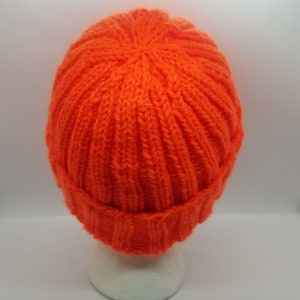 Blaze Orange Hat, Orange Knitted Hat for Adults, Double Brim Adult ...