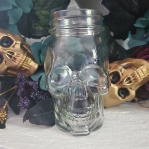 Skull Mason Jar, Skull Shaped Jar, Halloween Party Decoration, Candy ...